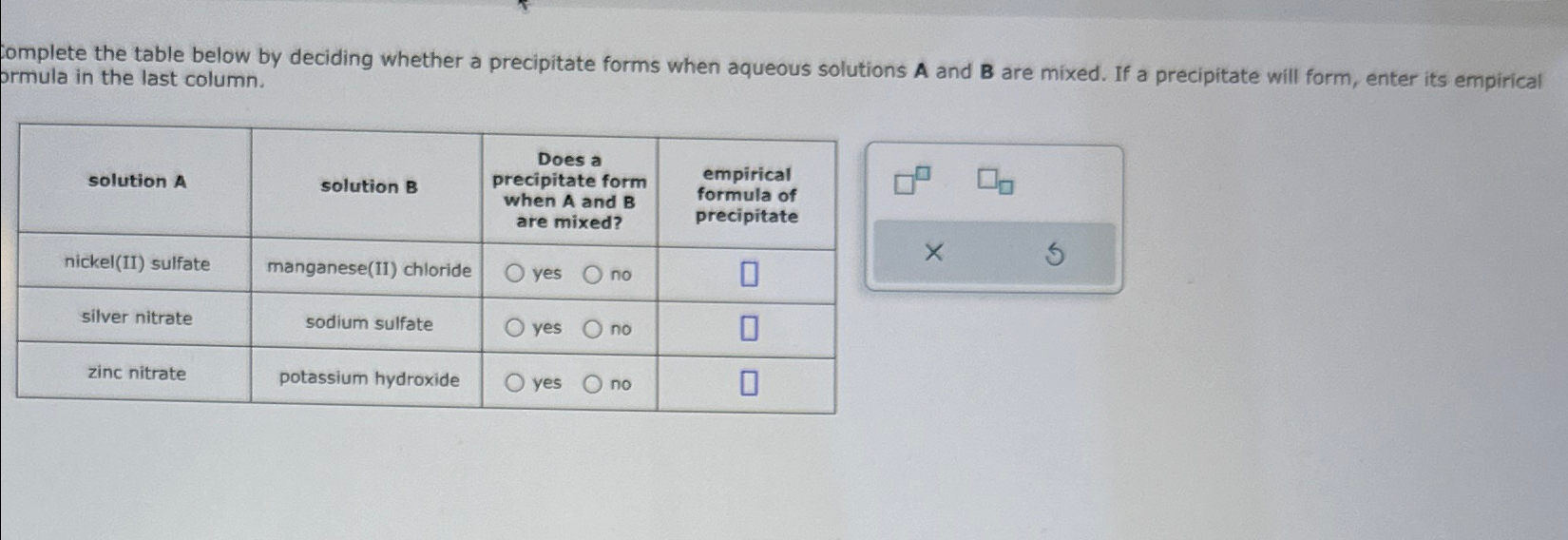 Solved Complete the table below by deciding whether a | Chegg.com