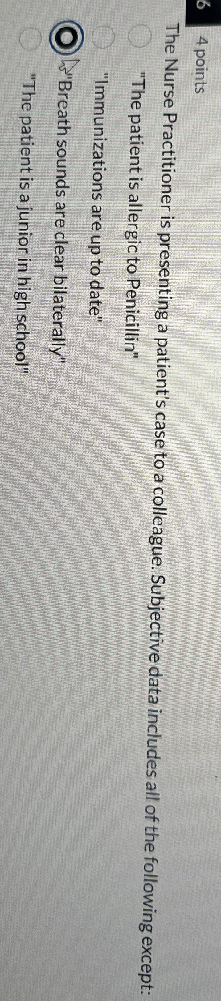 Solved 4 ﻿pointsThe Nurse Practitioner is presenting a | Chegg.com