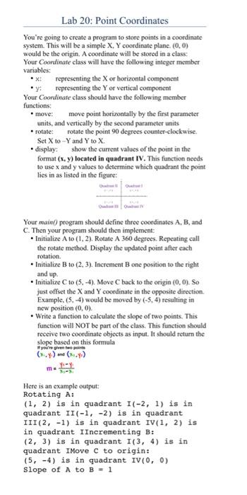 Solved Lab 20: Point Coordinates You're going to create a | Chegg.com