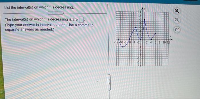 Solved List the interval(s) on which fis decreasing. Q 14 12 | Chegg.com