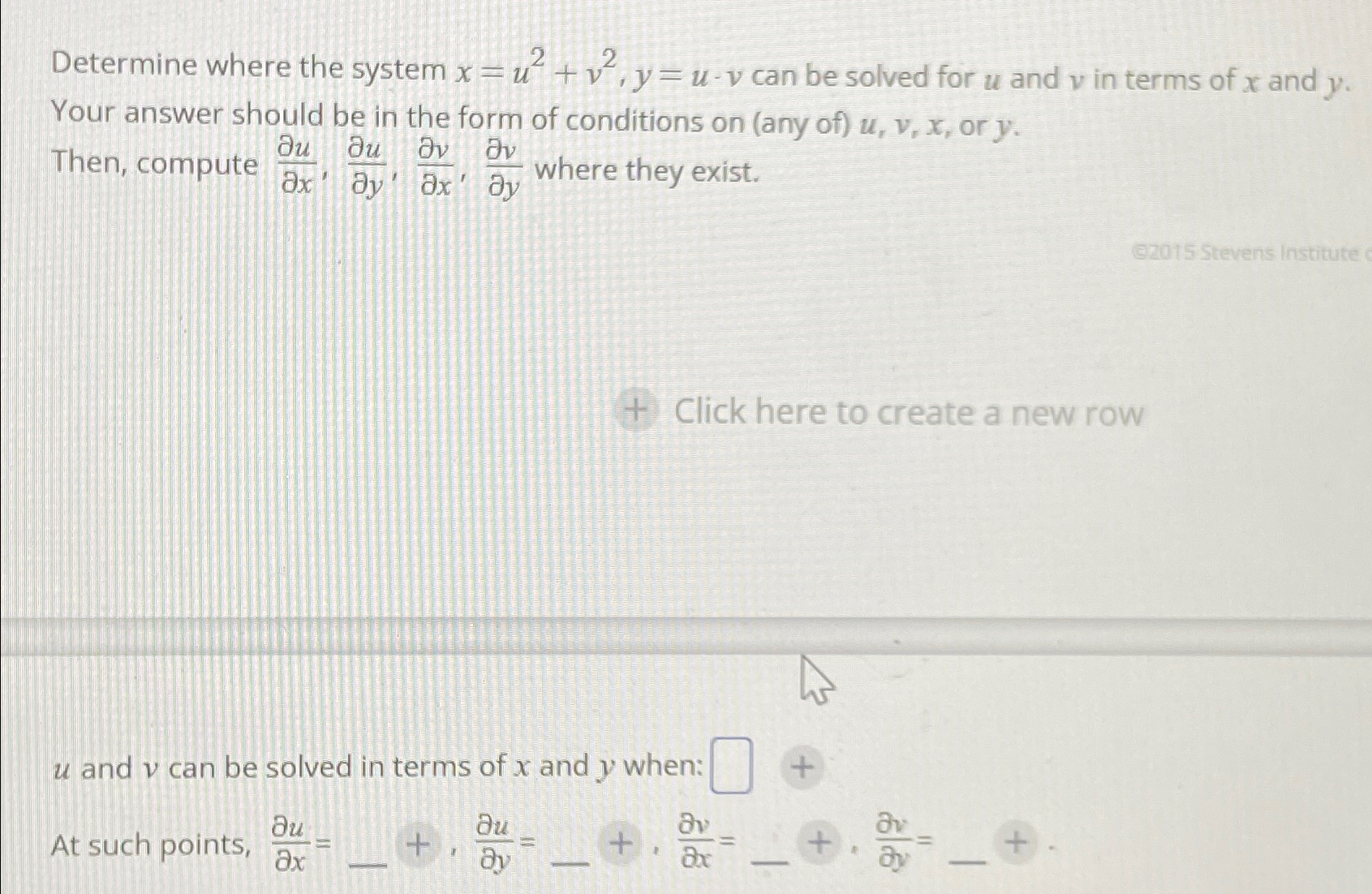 Solved Determine where the system x=u2+v2,y=u*v ﻿can be | Chegg.com