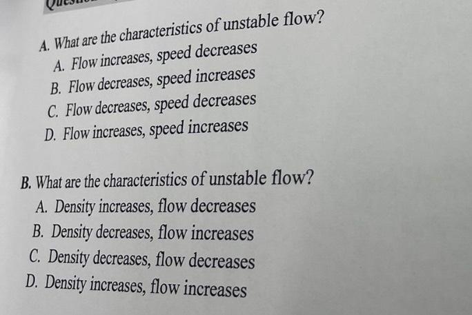 Solved A. What are the characteristics of unstable flow? A. | Chegg.com