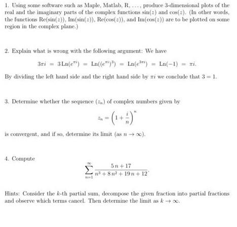 Solved 1. Using some software such as Maple, Matlab, R. - | Chegg.com