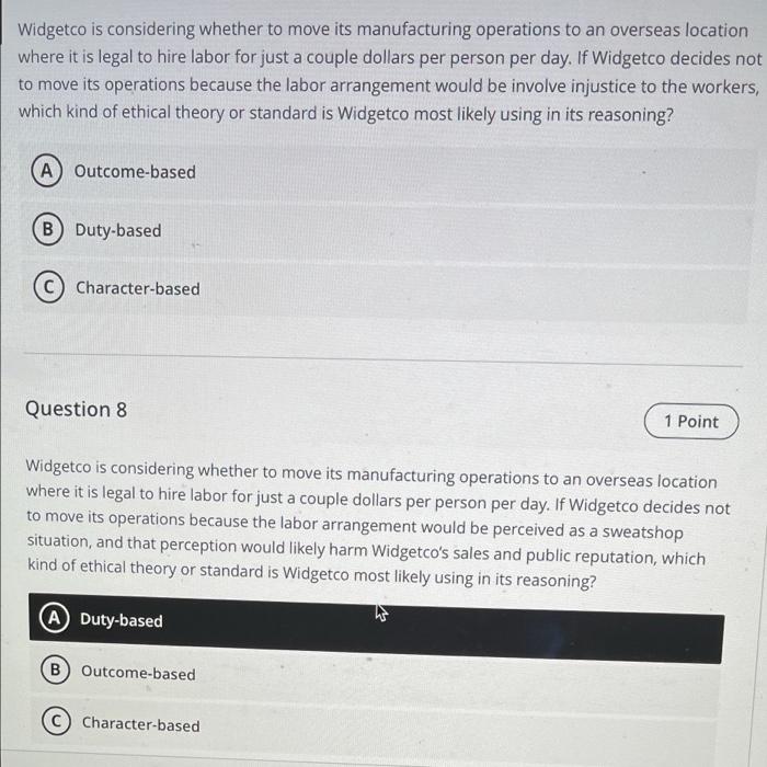 Solved Widgetco is considering whether to move its | Chegg.com