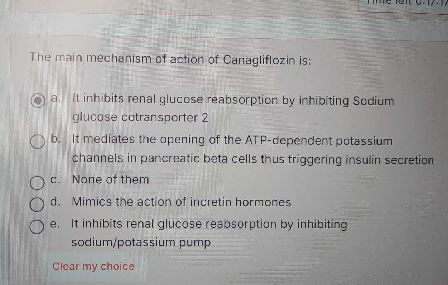 Solved The main mechanism of action of Canagliflozin is:a. | Chegg.com