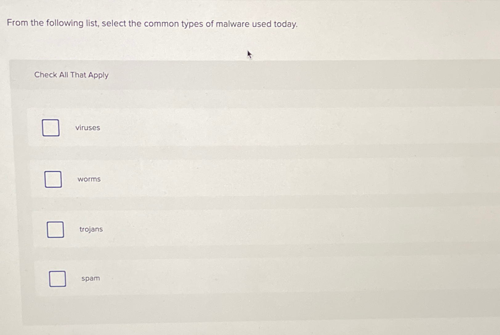 Solved From the following list, select the common types of | Chegg.com