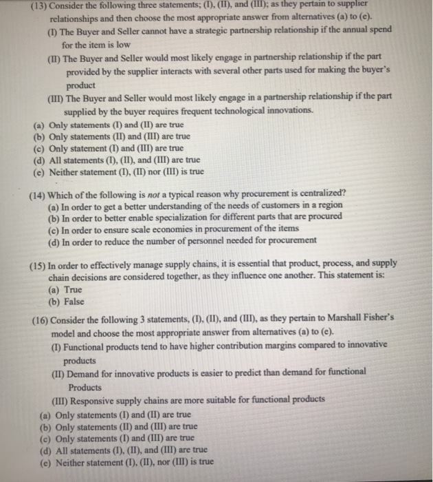 Solved (13) Consider the following three statements; (b), | Chegg.com