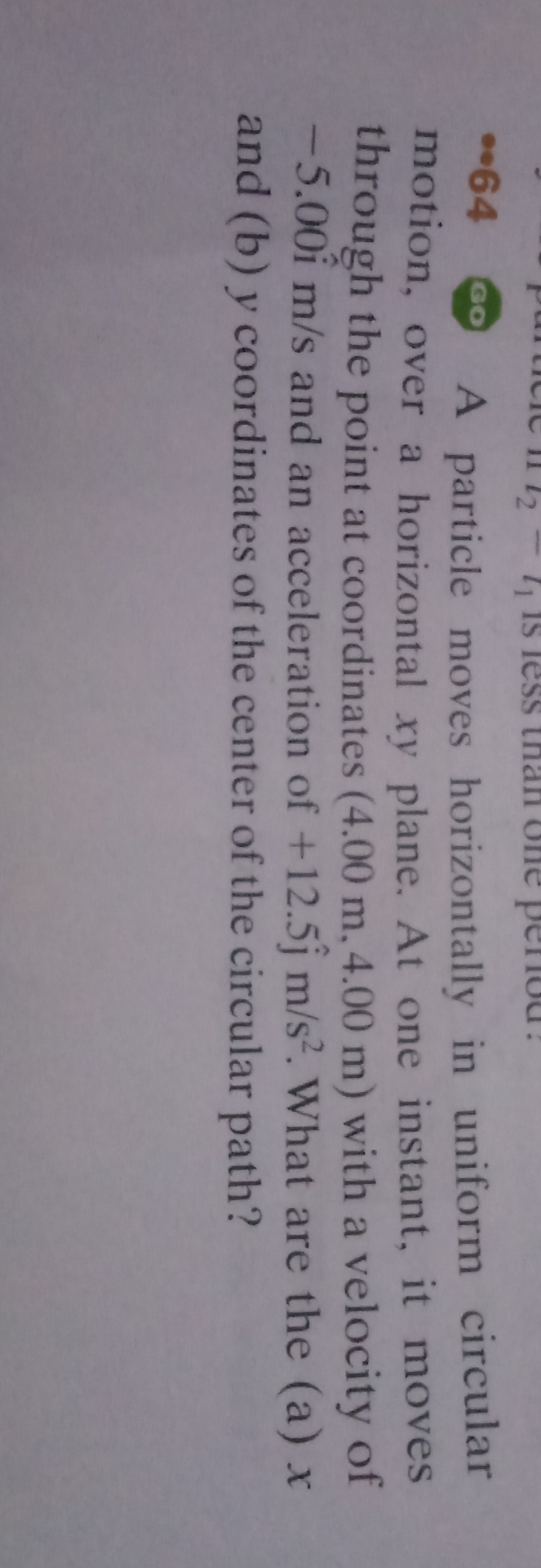 Solved A particle moves horizontally in uniform circular | Chegg.com
