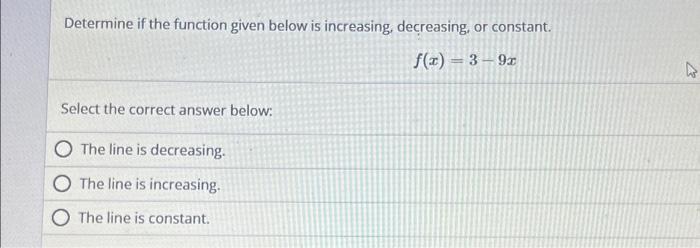 Determine if the function given below is increasing, | Chegg.com
