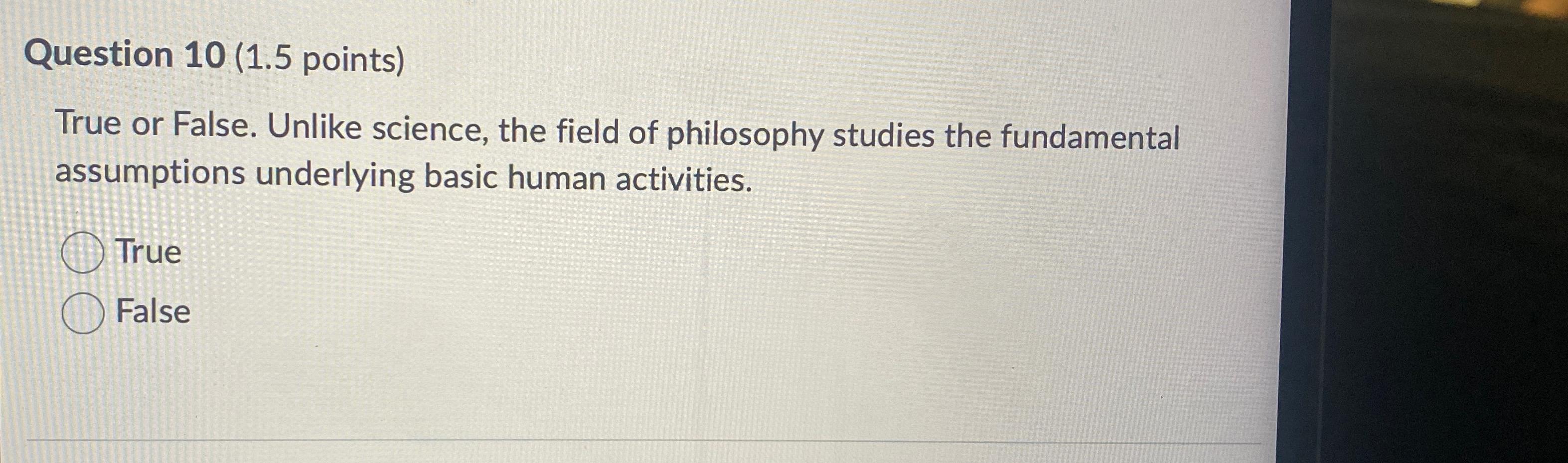 Solved Question 10 (1.5 ﻿points)True or False. Unlike | Chegg.com