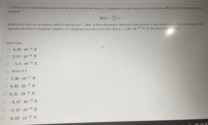 Solved Consider a one dimensional system and the axis should | Chegg.com