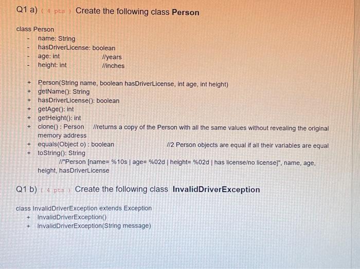 Solved class Person - name: String - hasDriverLicense: | Chegg.com