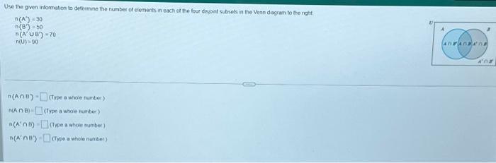 Solved Use the given information to determine the number of | Chegg.com