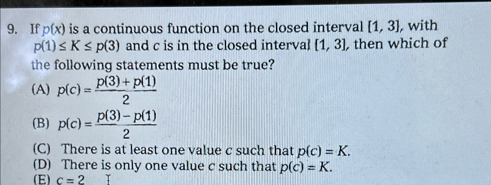 Solved If p(x) ﻿is a continuous function on the closed | Chegg.com