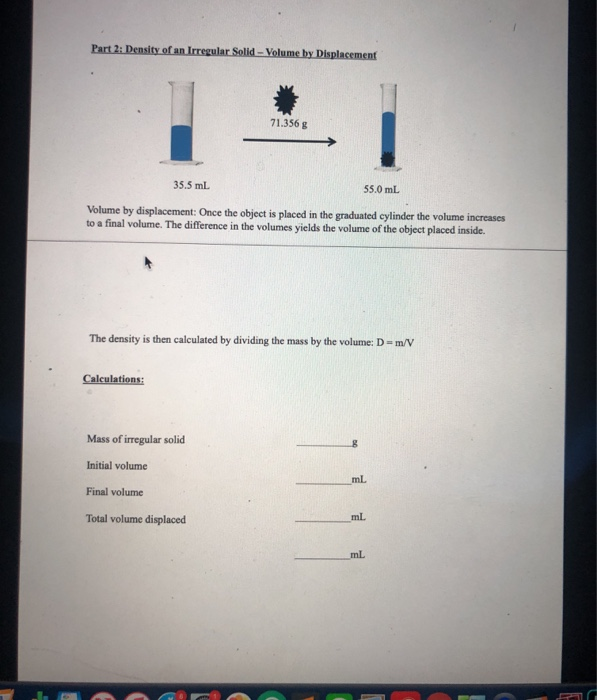 Solved Part 2: Density of an Irregular Solid - Volume by | Chegg.com