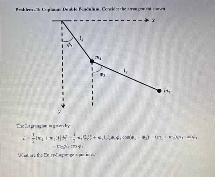 Solved Problem \#3: Coplanar Double Pendulum. Consider the | Chegg.com