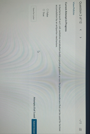 Solved Question 2 ﻿of 12-/1View PoliciesCurrent Attempt in | Chegg.com