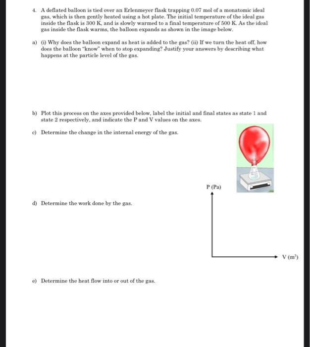Solved 4. A deflated balloon is tied over an Erlenmeyer | Chegg.com