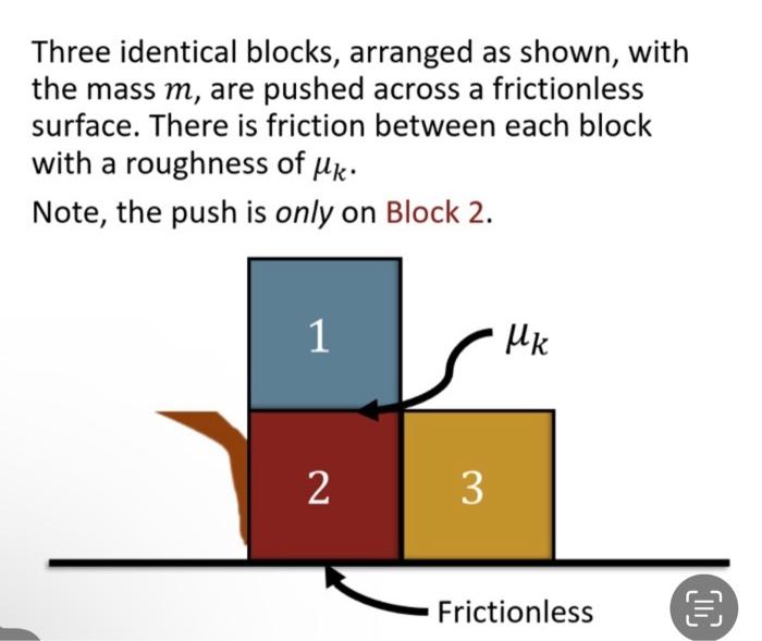 Solved Three identical blocks, arranged as shown, with the | Chegg.com Solved Three identical blocks, arranged as shown, with the | Chegg.com