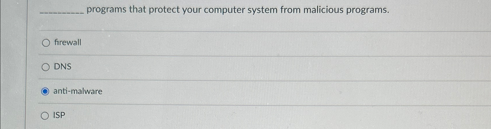 Solved programs that protect your computer system from | Chegg.com