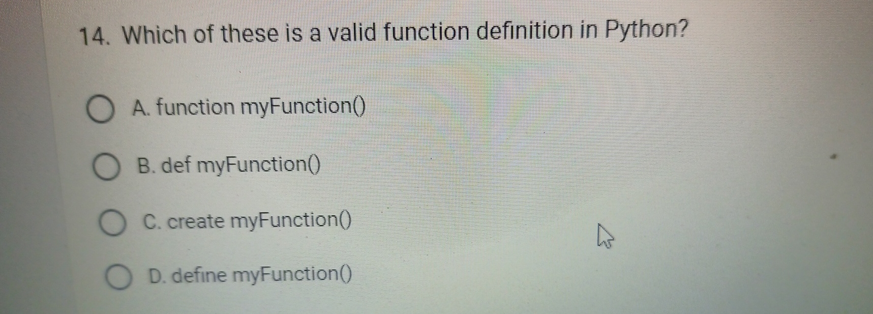 High Quality SOLUTION Which of these is a valid function definition in | Chegg.com
