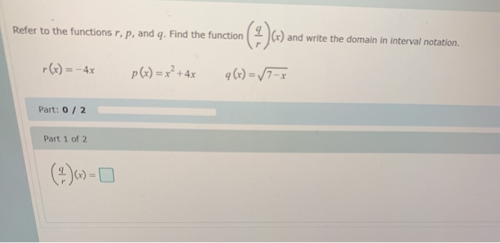 Solved Refer to the functions r, p, and q. Find the function | Chegg.com