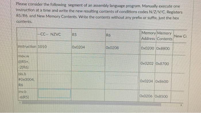 Please consider the following segment of an assembly | Chegg.com