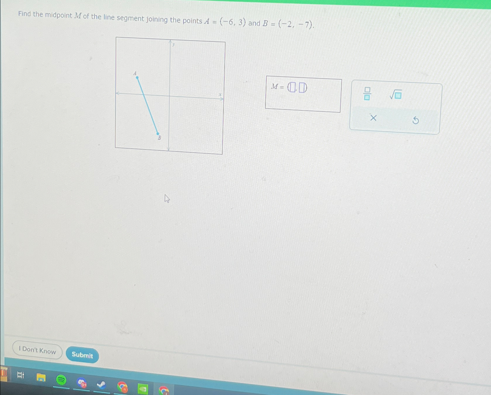 Solved Find the midpoint M ﻿of the line segment joining the | Chegg.com