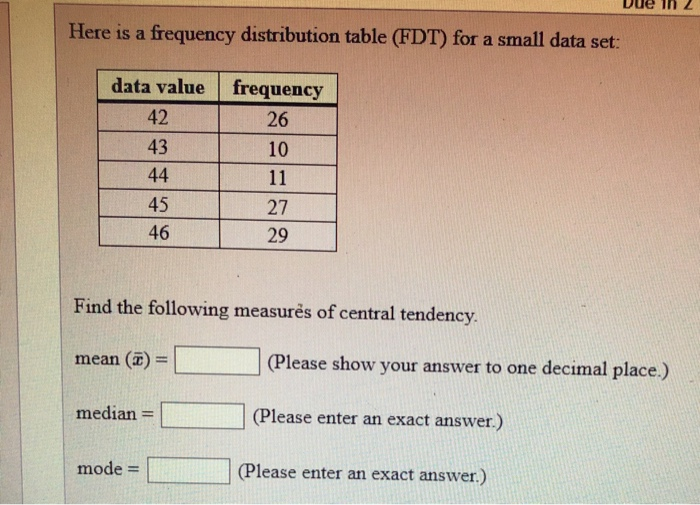 Solved In 2 Here is a frequency distribution table (FDT) for | Chegg.com