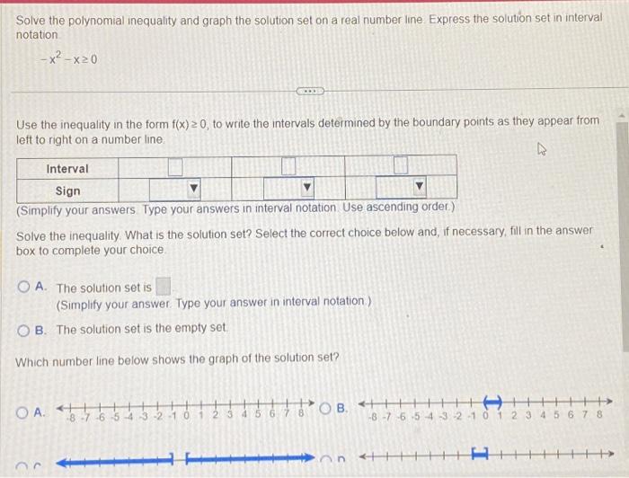 Solved Solve the polynomial inequality and graph the | Chegg.com