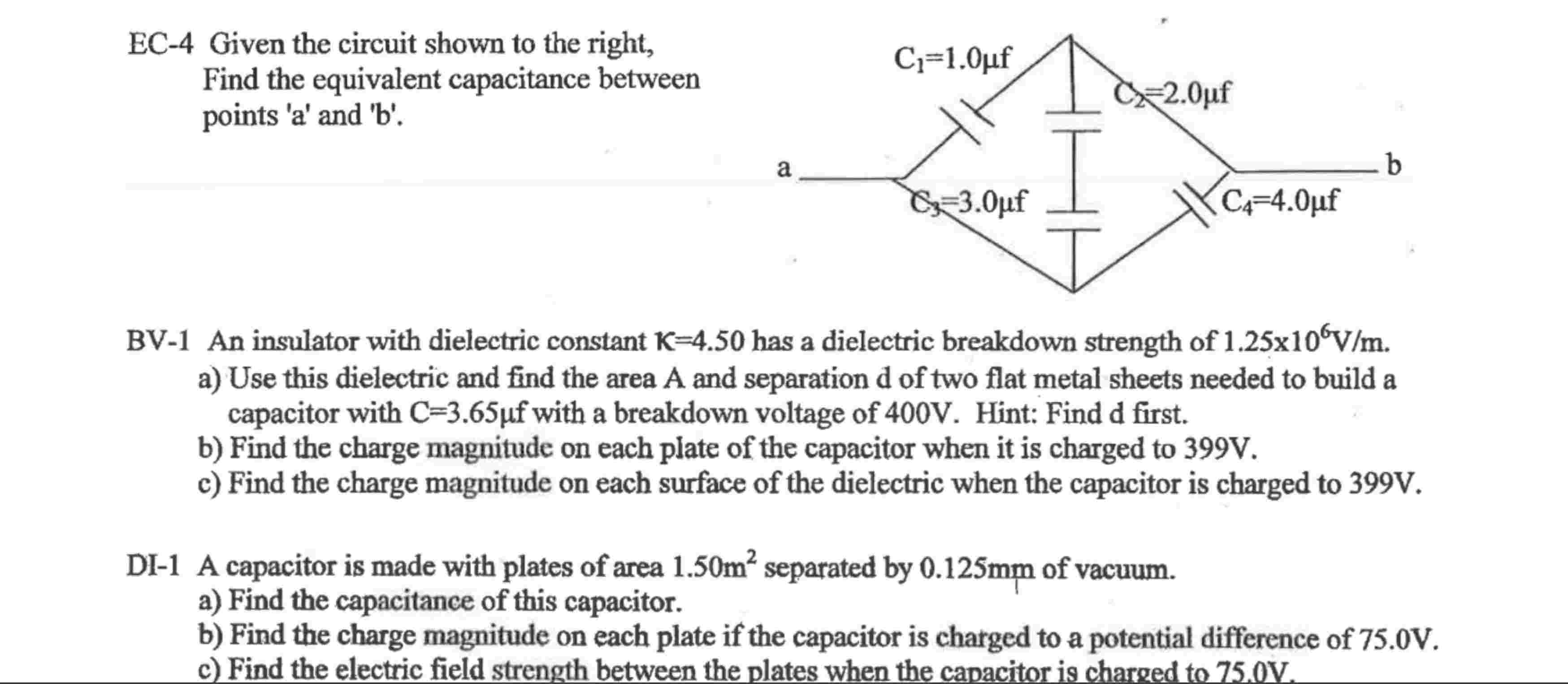 Solved EC-4 ﻿Given the circuit shown to the right, Find the | Chegg.com