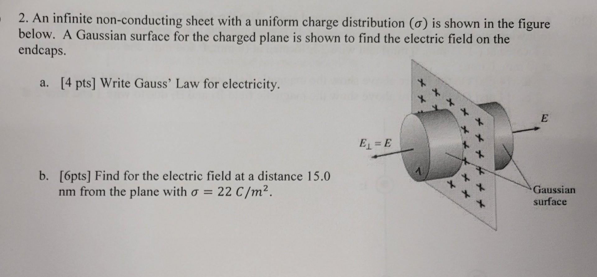 Solved 2. An infinite non-conducting sheet with a uniform | Chegg.com