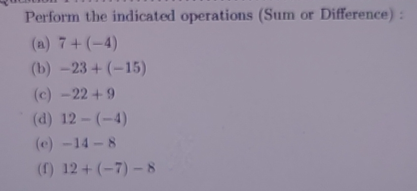 Solved Perform the indicated operations (Sum or Difference) | Chegg.com