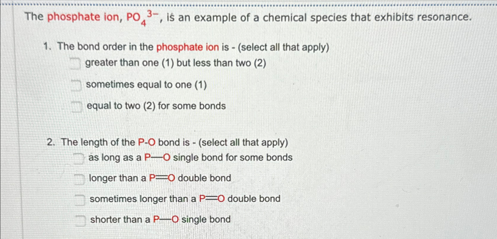 The phosphate ion, PO43-, ﻿is an example of a | Chegg.com