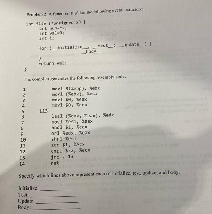 Solved Problem 2. A function 'flip has the following overall | Chegg.com