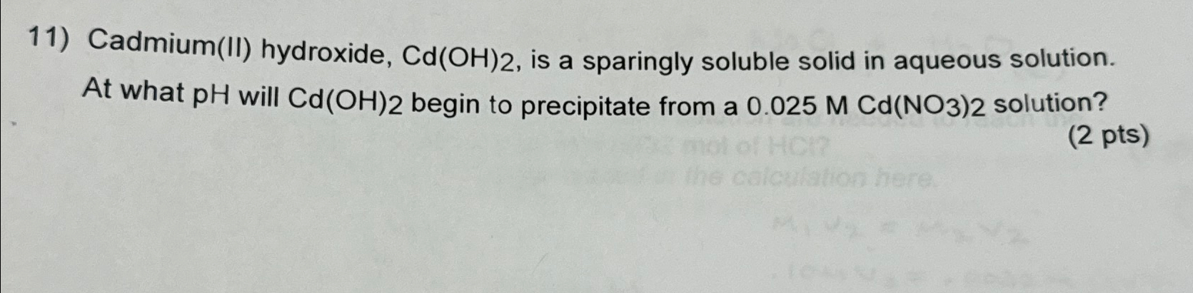 Solved Cadmium(II) ﻿hydroxide, Cd(OH)2, ﻿is a sparingly | Chegg.com