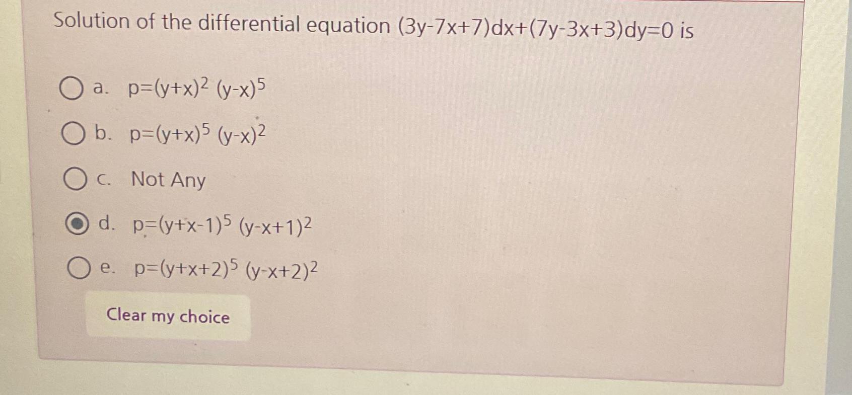 Solved Solution of the differential equation | Chegg.com