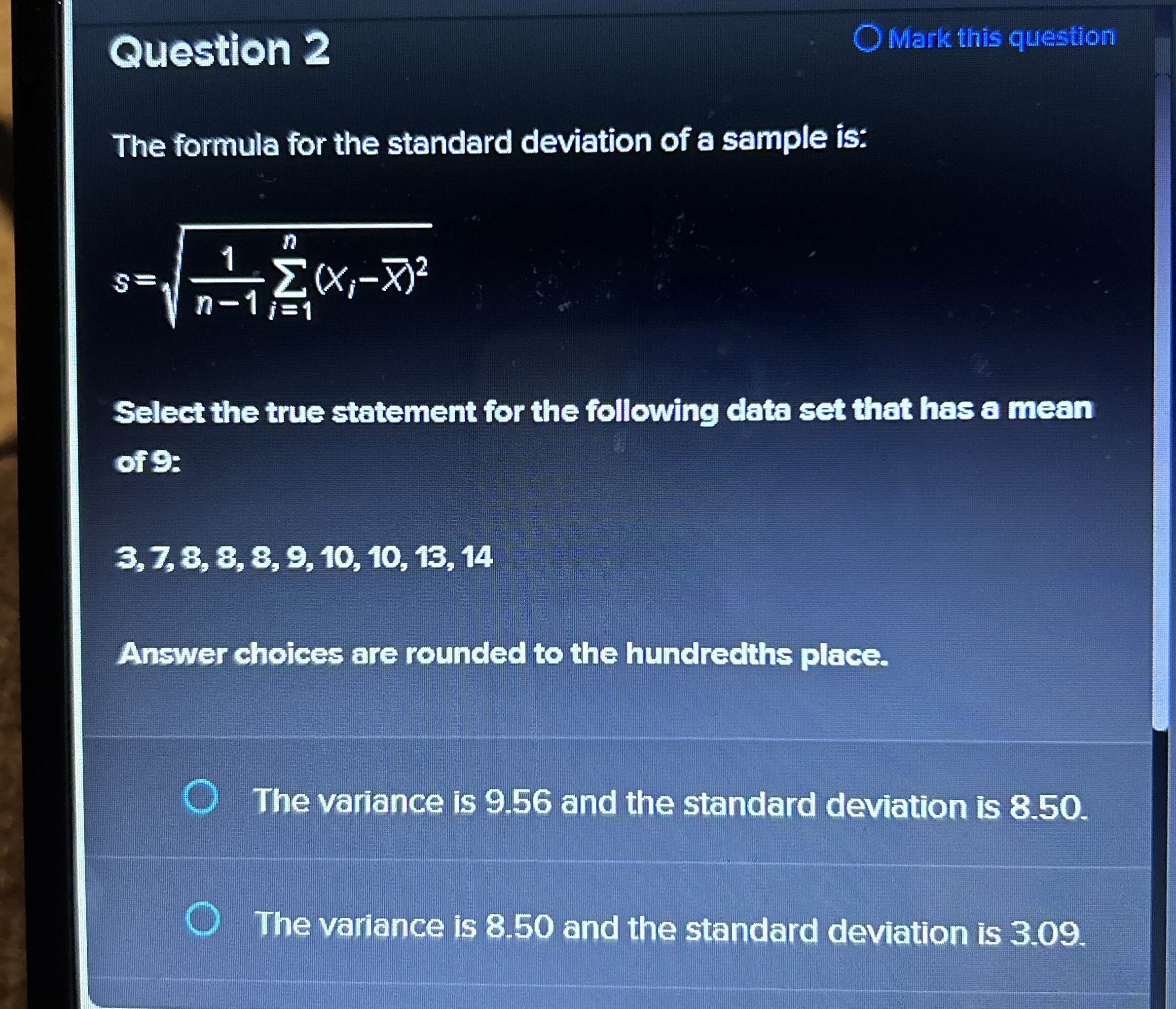 Solved Question 2Mark this questionThe formula for the | Chegg.com