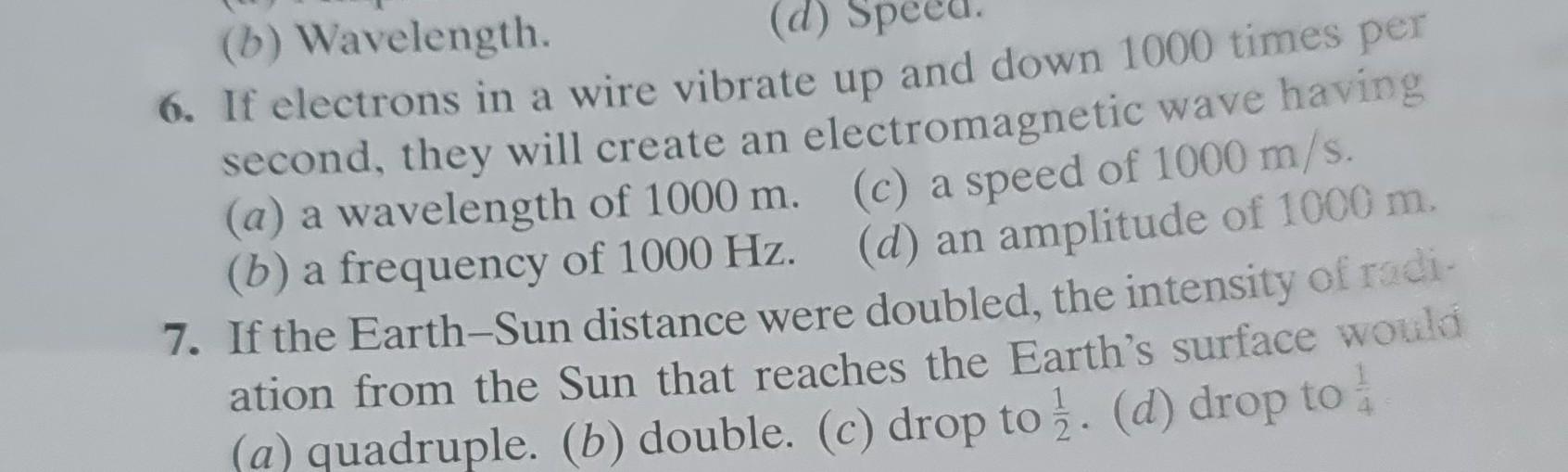 Solved (b) Wavelength (d) Spe 6. If electrons in a wire | Chegg.com
