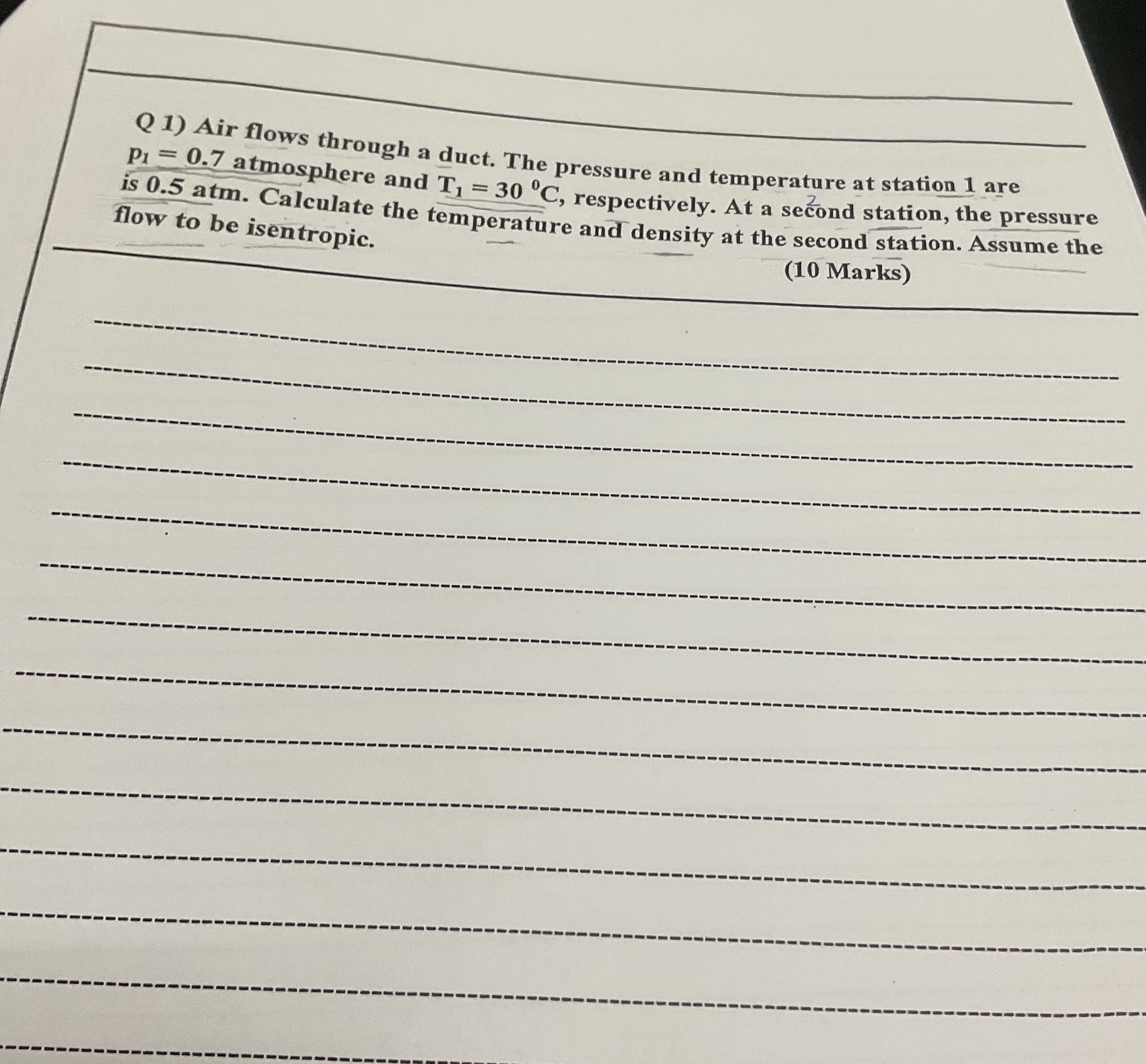 Q 1) ﻿Air flows through a duct. The pressure and | Chegg.com