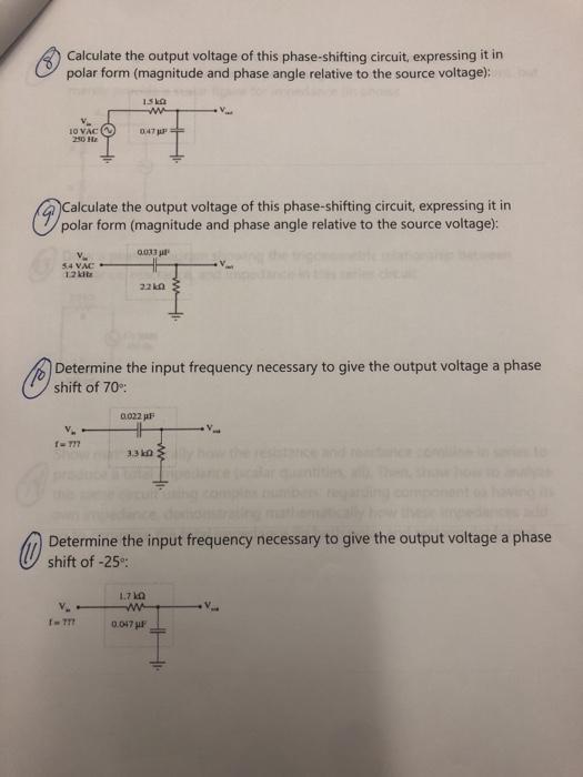 Solved Calculate the output voltage of this phase-shifting | Chegg.com