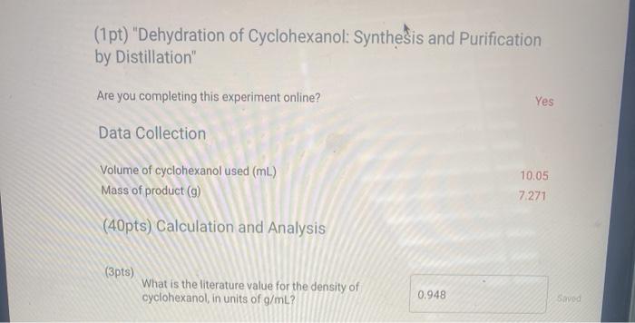 Solved (5pts) Using the volume and density of | Chegg.com