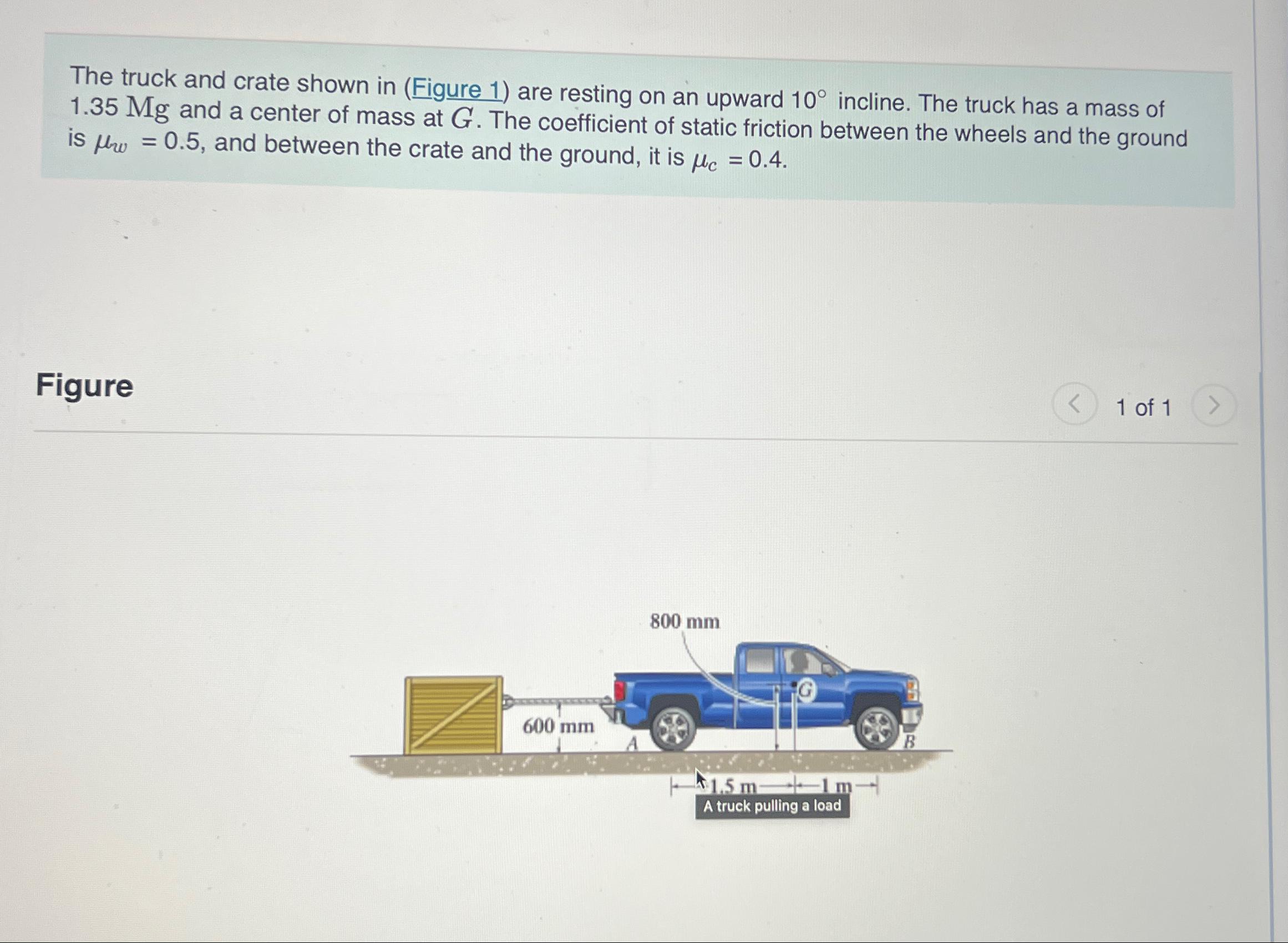Solved The truck and crate shown in (Figure 1) ﻿are resting | Chegg.com