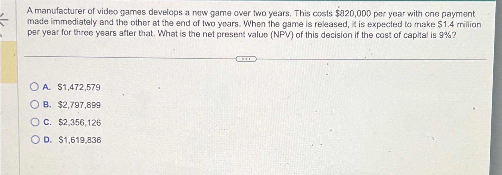 Solved A manufacturer of video games develops a new game | Chegg.com