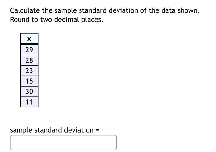 Solved Calculate (x-bar) for the data shown, to two decimal | Chegg.com