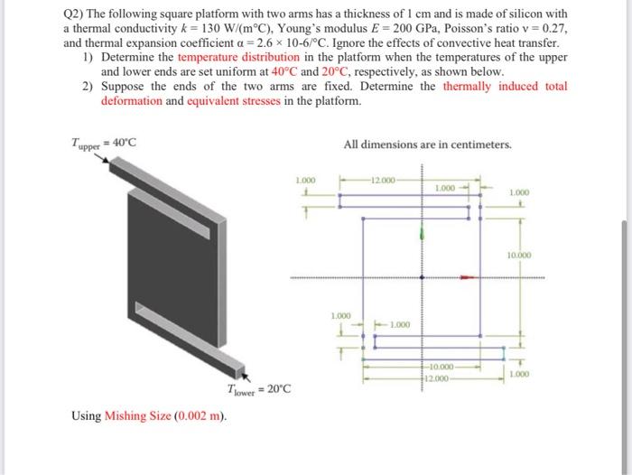 Solved Q2) The following square platform with two arms has a | Chegg.com