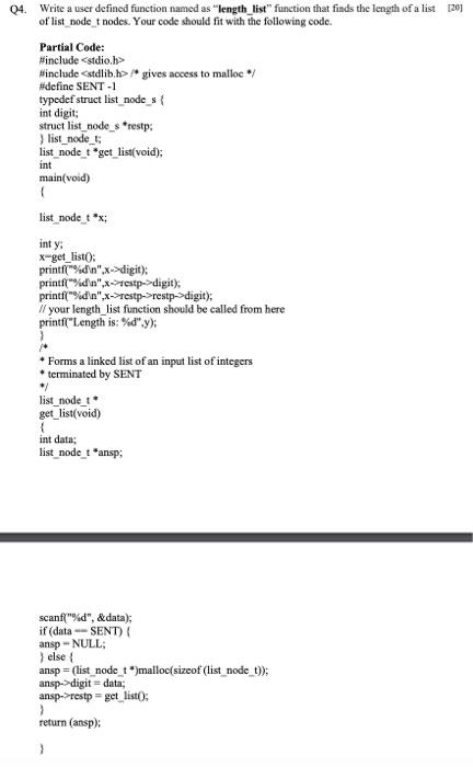 Solved of list_node_t nodes. Your code should fit with the | Chegg.com