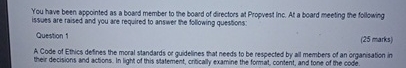 Solved You have been appointed as a bosid member to the | Chegg.com