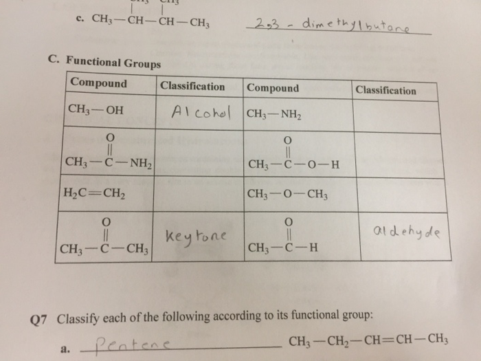Solved C. CH-CH-CH-CH3 2.3 - dimethylbutane C. Functional | Chegg.com