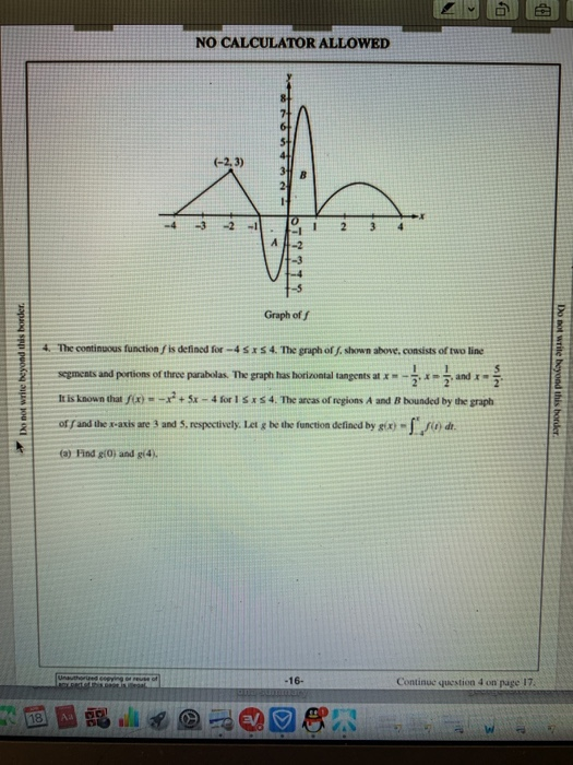 Solved NO CALCULATOR ALLOWED w 127 Graph off 4. The | Chegg.com